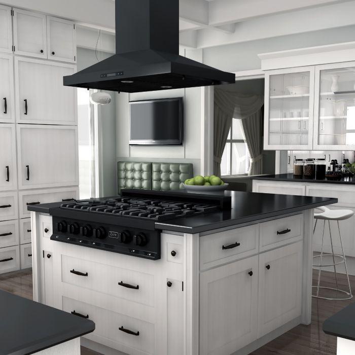 ZLINE Kitchen Appliance Package with 36 in. Black Stainless Steel Rang ...