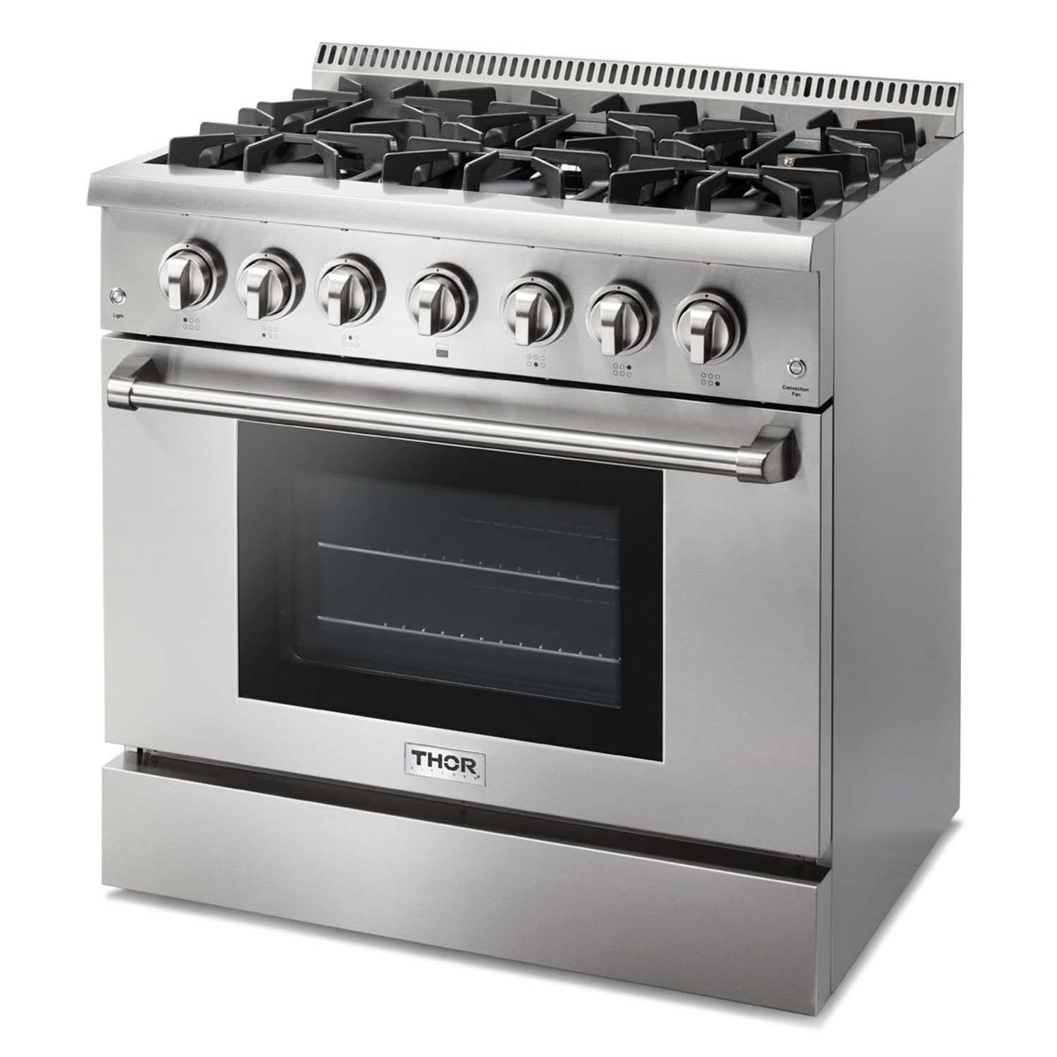Thor Kitchen 36 in. Natural Gas Burner/Electric Oven Range in Stainles ...