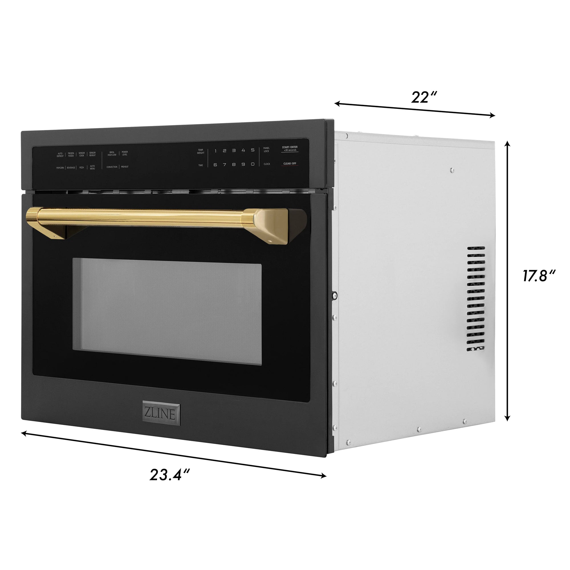 ZLINE Autograph 24" Built-in Convection Microwave Oven in Black Stainl ...