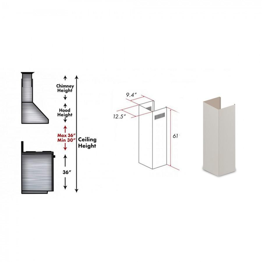 ZLINE 61 in. Wooden Chimney Extension for Ceilings up to 12.5 ft, KBTT ...