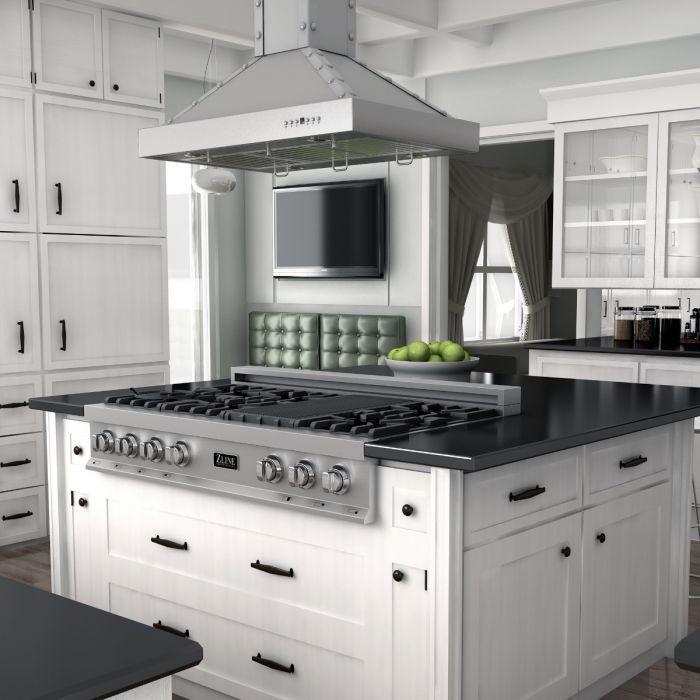 ZLINE 48 in. Rangetop in DuraSnow® Stainless with 7 Gas Burners, RTS-4 ...